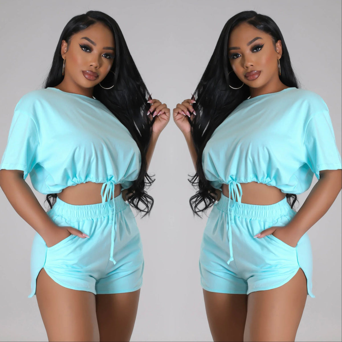 Chill Shorts Set (Baby Blue) – Glammedpretty_boutique